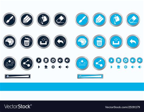 Game Ui Set Buttons For Mobile Royalty Free Vector Image