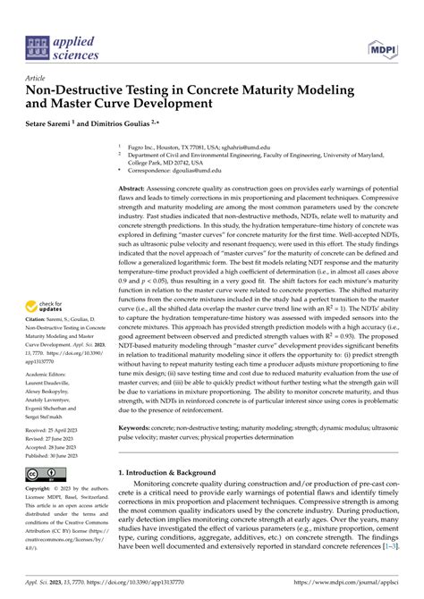 Pdf Non Destructive Testing In Concrete Maturity Modeling And Master
