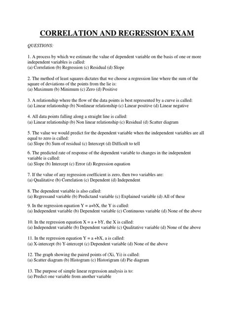 Correlation And Regression Exam Pdf Correlation And Dependence