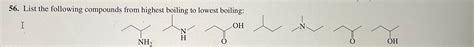 Solved List The Following Compounds From Highest Boiling To Chegg