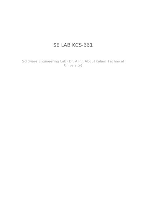 Se Lab Kcs 661 SE LAB KCS 661 Software Engineering Lab Dr A P
