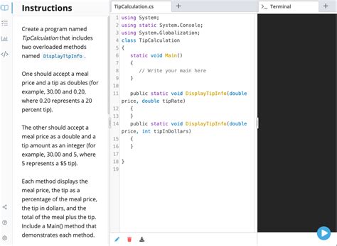 Solved Create A Program Named Tipcalculation That Include