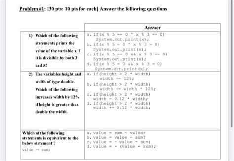 Solved Problem 1 30 Pts 10 Pts For Each Answer The Chegg Com