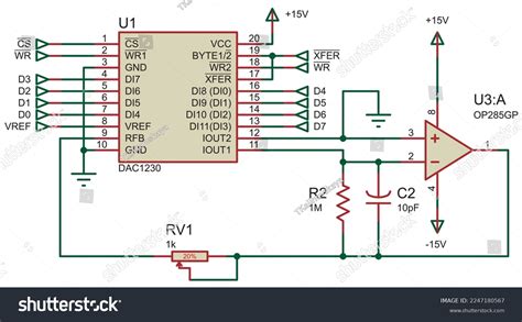 Vector Electrical Circuit Operational Amplifier Resistor Stock Vector Royalty Free 2247180567
