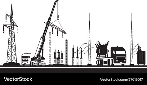 Construction Power Grid Substation Royalty Free Vector Image