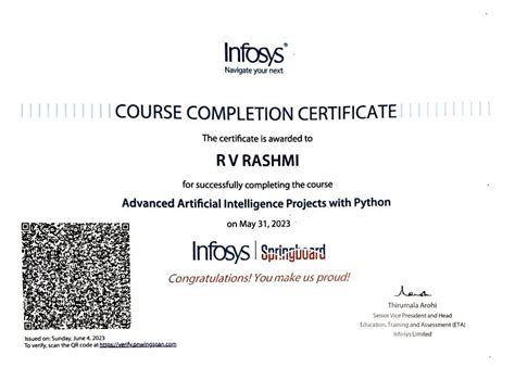 R V Rashmi On Linkedin Ai Python Machinelearning Professionalgrowth Infosys Springboard