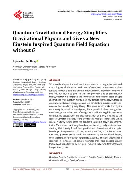 Pdf Quantum Gravitational Energy Simplifies Gravitational Physics And Gives A New Einstein