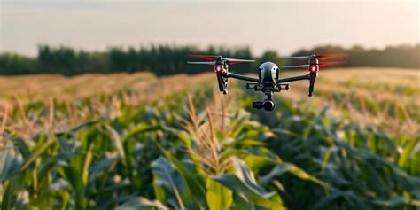 Advanced Drones With Sensors Monitor Corn Fields Showcasing Modern