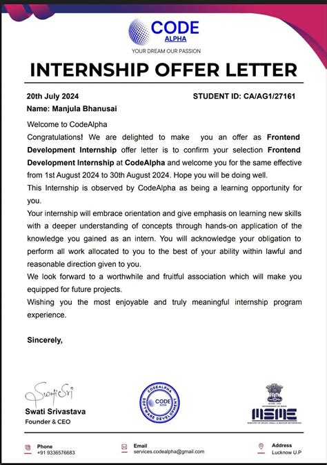 Bhanu Sai On Linkedin Intership Codealfa Careerjourney Techindustry