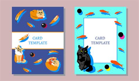 귀여운 고양이 배너 전단지 초대장 포스터 웹 사이트 또는 인사말 카드 디자인인사말장 초대 카드 템플릿 디자인 벡터 일러스트레이션 개성 개념에 대한 스톡 벡터 아트 및 기타