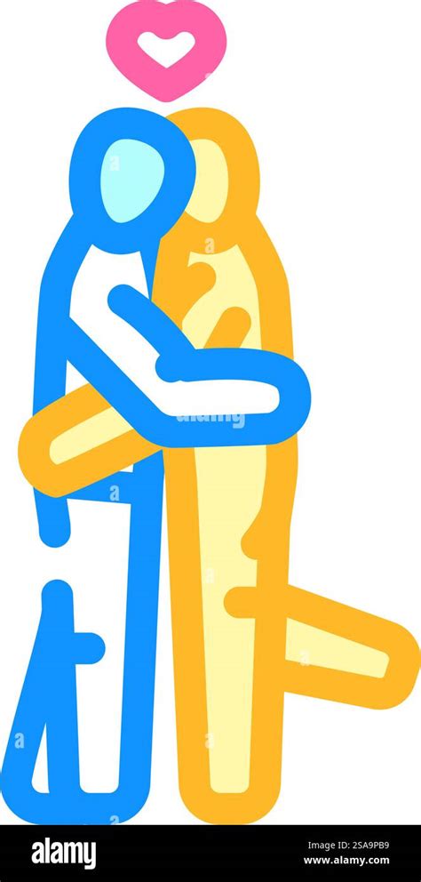 Gay Lgbt Couple Love Color Icon Vector Gay Lgbt Couple Love Sign Isolated Symbol Illustration