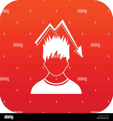 Man With Falling Red Graph Over Head Icon Digital Red Stock Vector Image Art Alamy
