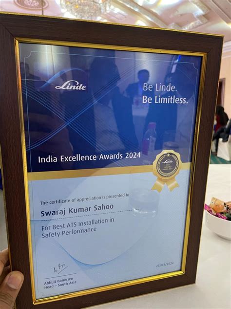 swaraj kumar sahoo on linkedin indiaexcellenceaward linde excellence
