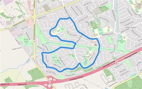 포레스트 웨스트 파크 걷기 및 달리기 트레일 키치너 온타리오 주 캐나다 Pacer