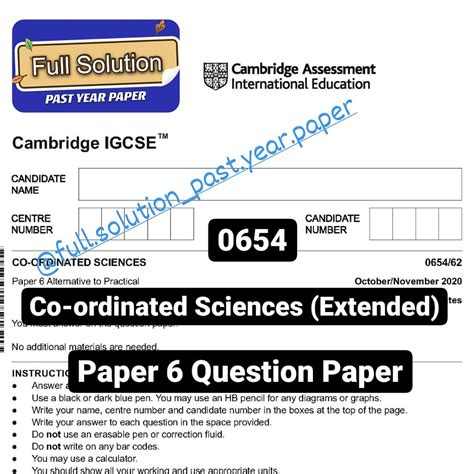 Cambridge Igcse 0654 Coordinated Science Past Year [question Paper