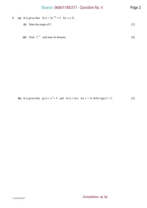 1 Cie Igcse Additional Mathematics Topical Past Paper Functions Pdf