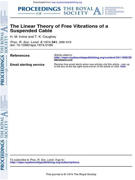 1974 Irvine The Linear Theory Of Free Vibrations Of A Suspended