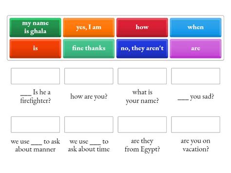 Yes No Wh Questions Match Up