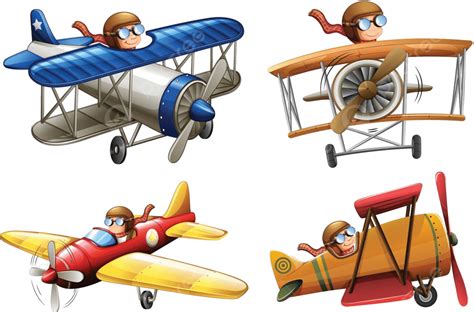 Set Of Pilot Riding Classic Plane Graphic Aviator Plane Vector Graphic