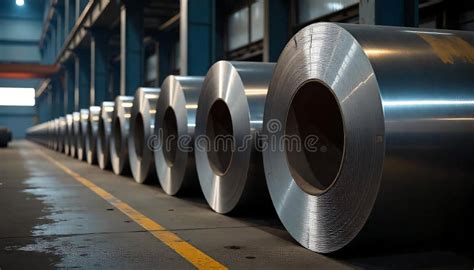Steel Coil Rolls In Warehouse Industrial Metal Production Manufacturing AI Generated Stock