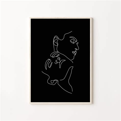 Couple Art Printable Black And White Couples Print Line Etsy