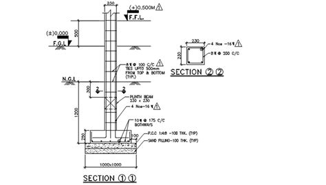 Security Room Footing Details Are Given In This 2d Autocad Dwg Drawing File Download The 2d