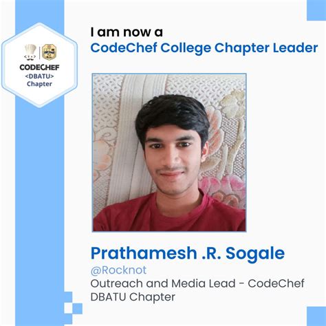 Prathamesh Sogale On Linkedin Codechef Codechefchapterleader