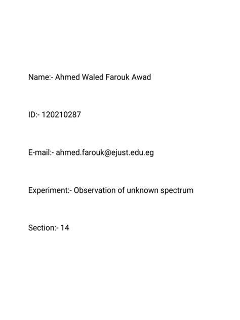 Observation Of Unknown Spectrum Pdf