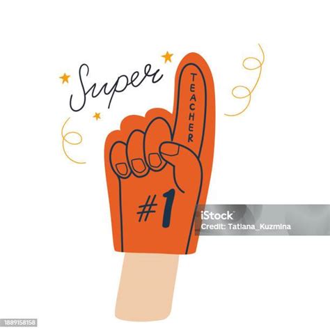 거품 손가락에 슈퍼 교사 번호 1 학교 교수님을 위한 재미있는 인사말 벡터 격리 요소 교사 교육 관련 직업에 대한 스톡 벡터 아트 및 기타 이미지 교사 교육 관련 직업