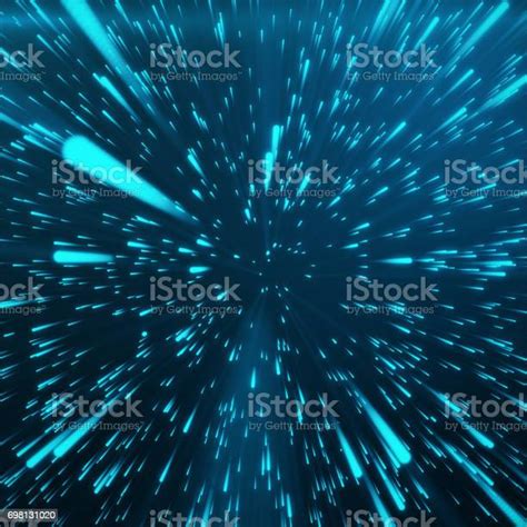 스타 비틀기 또는 하이퍼스페이스 추상적인 배경 추상 폭발 효과입니다 초 공간 여행입니다 시간과 공간을 변경 하 여 우주 여행의 개념 푸른 색조 배경 3d 렌더링