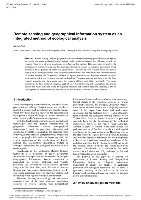 Pdf Remote Sensing And Geographical Information System As An Integrated Method Of Ecological