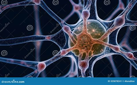 Close Up Visualization Of Neural Network With Glowing Neurons And