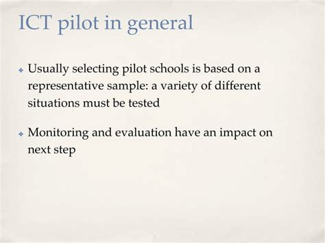 Ict In Education Setting Criteria For The Pilot Schools Ppt