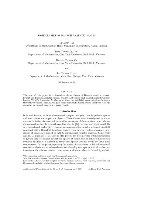 Pdf Some Classes Of Banach Analytic Spaces