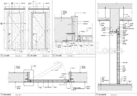 727 Free Download Of Detailed Technical Cad Drawings For Concealed Frame Door Construction