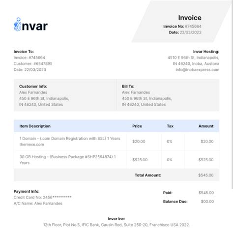 Invce Invoice Html Template
