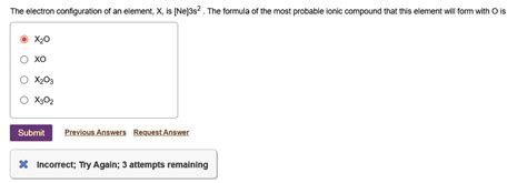 The Ectron Configuration Of An Element X Is Nej3s The Formula Of The