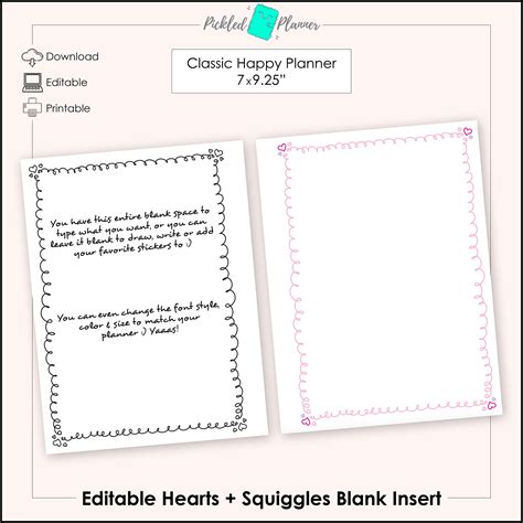 Editable Hearts Squiggles Printable Blank Printable Etsy