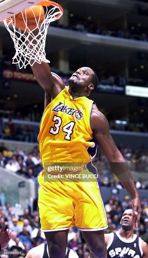 Los Angeles Laker Shaquille Oneal Slam Dunks During The First Half