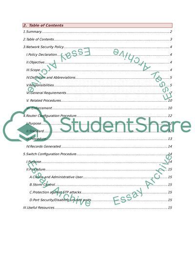 Network Security Policy Case Study Example Topics And Well Written Essays Words