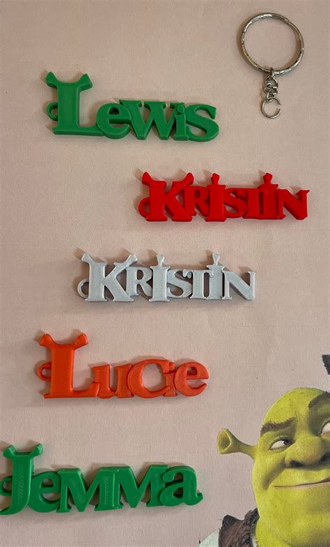 3d Printed Personalised Shrek Style Keyring Any Colour Any Etsy