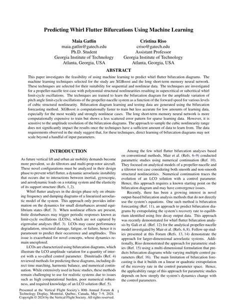 Predicting Whirl Flutter Bifurcations Using Machine Learning Vertical