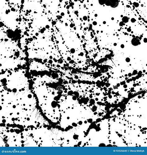 Vector Seamless Pattern With Ink Brush Dripping And Splatter Stock Vector Illustration Of