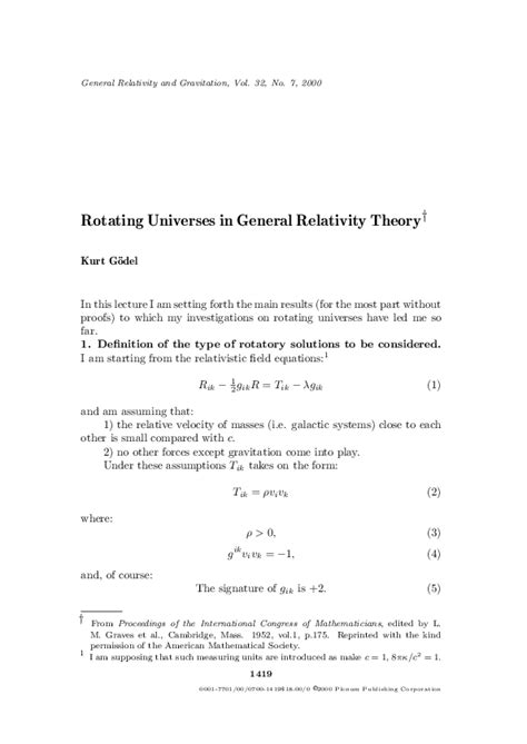 Pdf Rotating Universes In General Relativity Theory