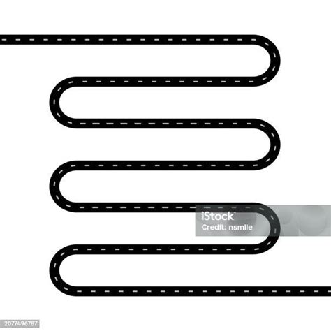 벡터 평면 부품 도로 물결 모양의 평면 세트 와 검은 부품 도로 Wavy 흰색 배경 굽은 도로에 대한 스톡 벡터 아트 및 기타 이미지 굽은 도로 아이콘 일러스트레이션