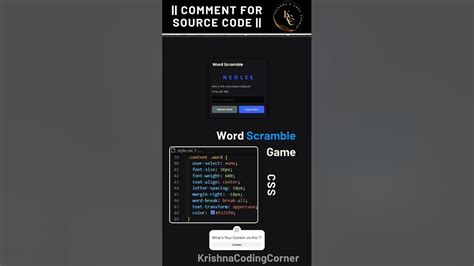 Word Scramble Game Html Css Js Htmlcss Shorts Games Youtube