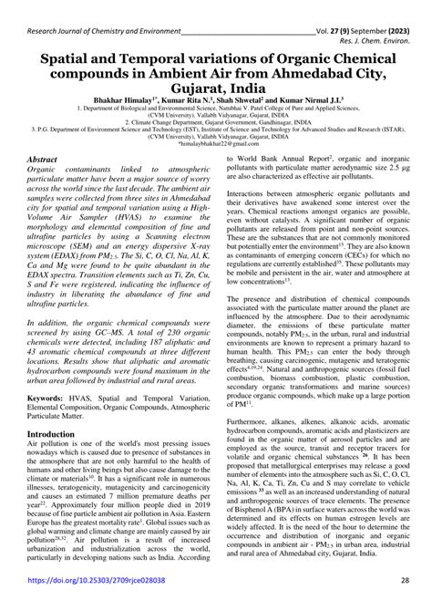 Pdf Spatial And Temporal Variations Of Organic Chemical Compounds In Ambient Air From