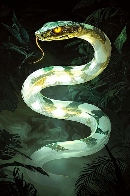 Glowing Snake In Tropical Rainforest Premium Ai Generated Image