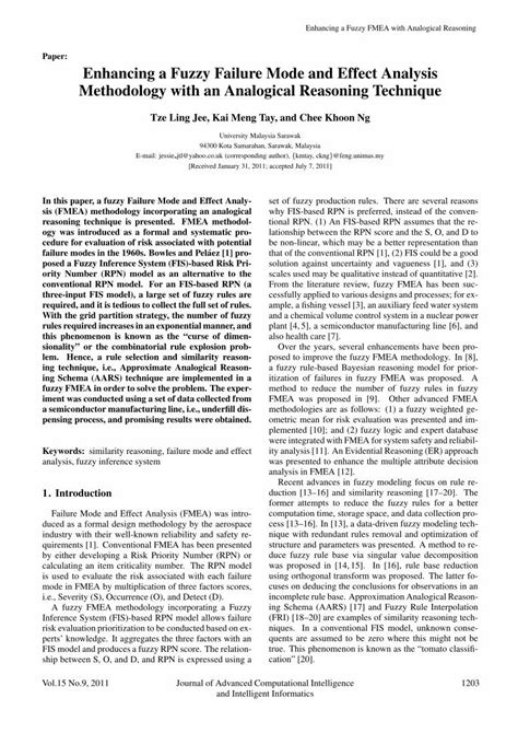 PDF Enhancing A Fuzzy Failure Mode And Effect Analysis A Fuzzy Failure Mode And