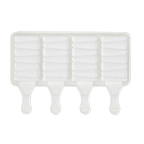 Pastry Tek Silicone Rectangle Popsicle Mold 4 Compartment 10 Count Box